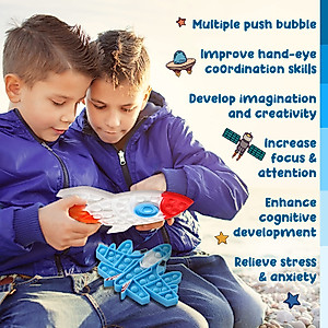 Sensory Pop Fidget Toy for Boys Birthday Gift for Kids | 2 Packs Push Pop Bubble Toys | Fidget Push Squeeze Toys Silicone Pop for Autistic Kids Adult Classroom Anxiety Stress Relief Toy