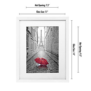Americanflat 11x14 Picture Frame with Shatter-Resistant Glass - Use as 8x10 Frame with Mat or 11x14 Frame Without Mat - Signature Collection - Photo Frame for Wall Display - White