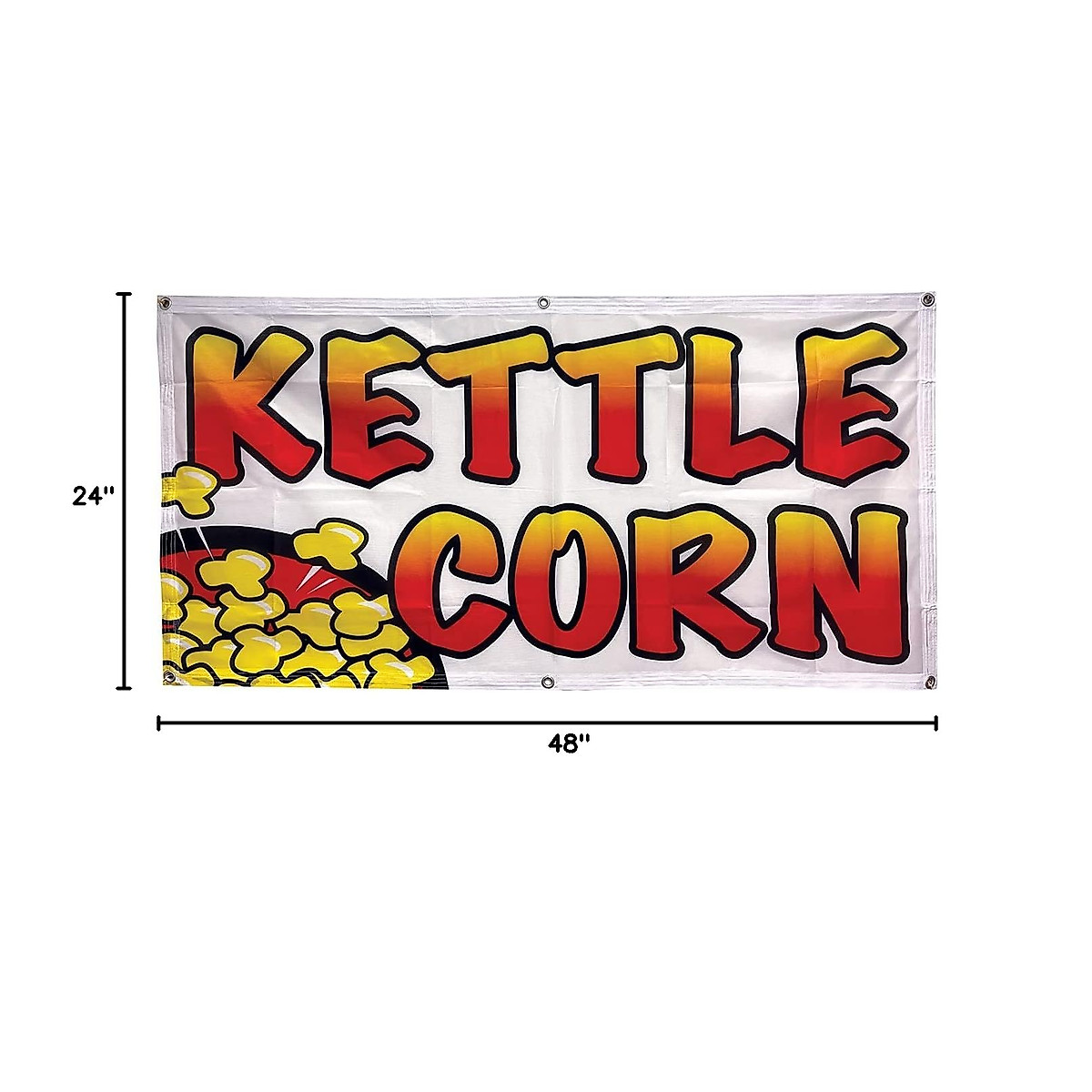 4 Less Co 2x4 Feet KETTLE CORN Banner Polyester Fabric Sign wb