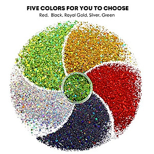 HTVRONT Holographic Chunky Glitter, 100g Silver Chunky Glitter for Resin, 3.53oz Iridescent Glitter Chunky Mixed with Fine Glitter, Shaker Cap Chunky Glitter for Tumbler, Nail, Makeup Craft Glitter