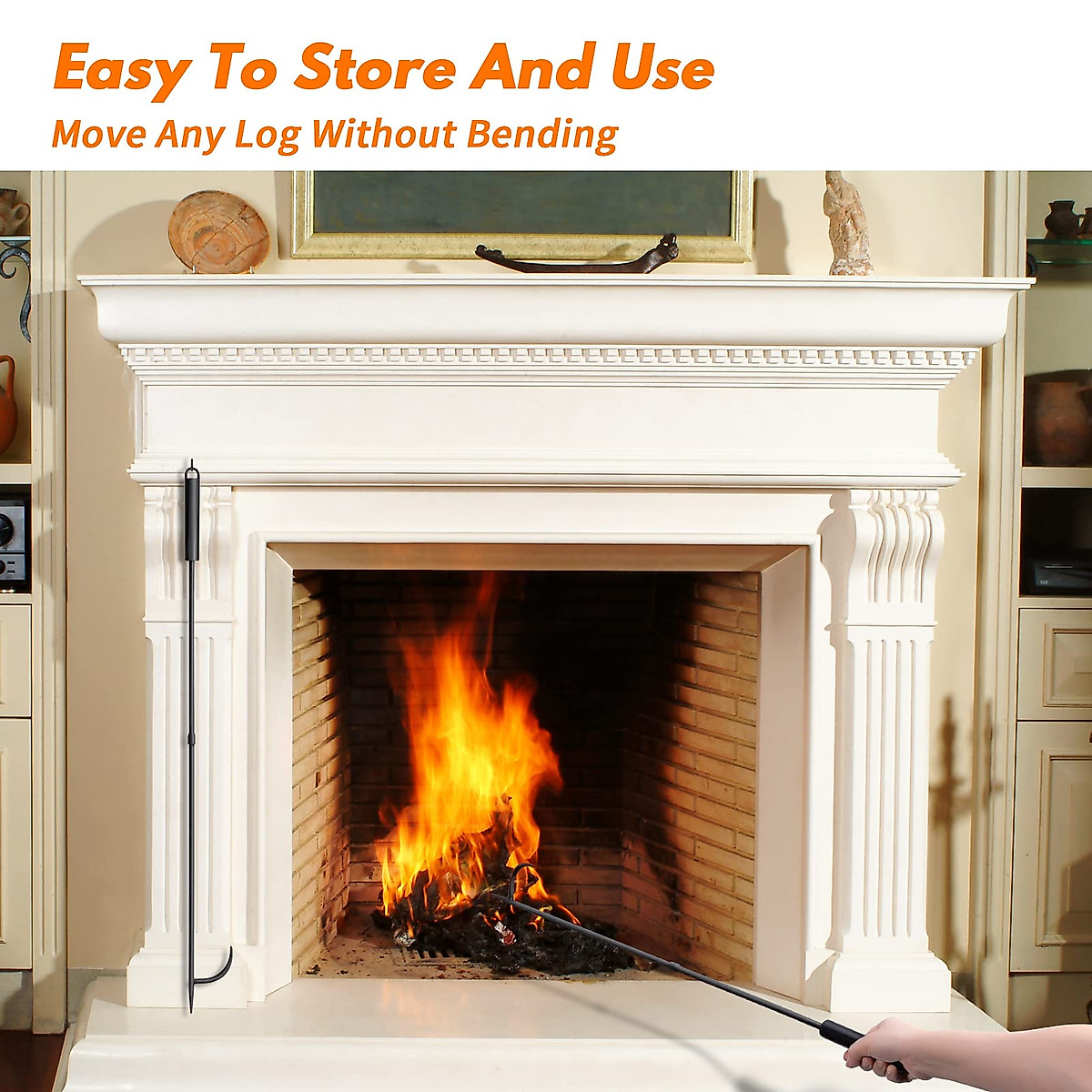 Fire Pit Poker for Fireplace Outdoor - IRIIJANE 32'' Wrought Iron ...