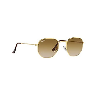 Ray-Ban RB3548 Hexagonal Sunglasses, Gold/Clear Gradient Brown, 54 mm