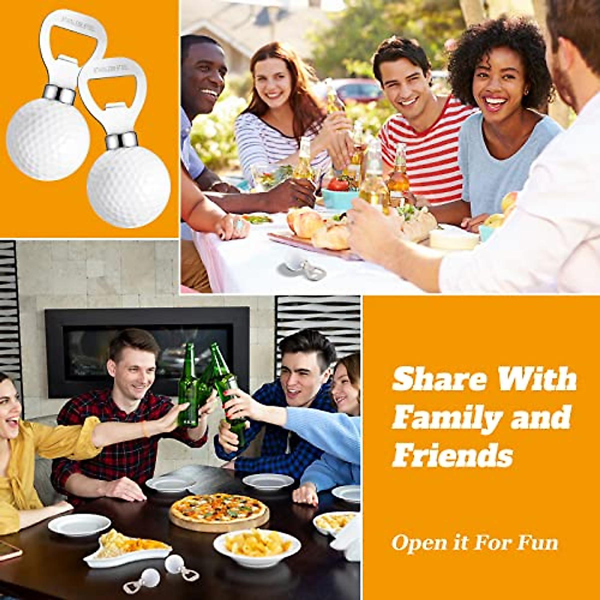 2 Pieces Golf Ball Bottle Opener, Beer Bottle Opener Funny Gifts for Men Women Novelty Items for Golf Lover Beer Enthusiast