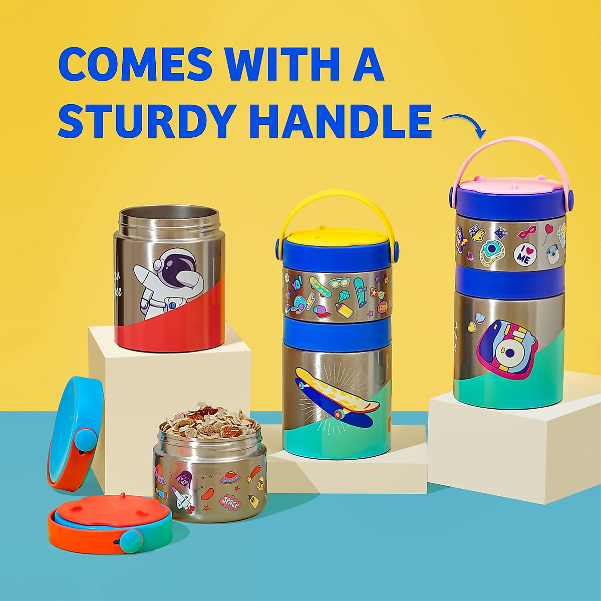 Rabitat MEALMATE MAX Vacuum Insulated Food Jar | Stainless Steel Food Jar for Kids (MEALMATE MAX 700ml, Shyguy)