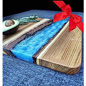 Epoxy Resin Board | Handcrafted River Board, Epoxy Resin Wooden Serving Board Antipasto Platter Charcuterie, Gift Board