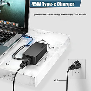 45W USB-C Laptop Charger for Chromebook Hp Dell Acer Asus Lenovo Samsung Laptop USB-C Adapter Power Cable More Device Type C Fast Charging
