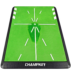 CHAMPKEY Premium Impact Golf Mat 1.0 Edition | Path Feedback Golf Practice Mat | Advanced Guides and Rubber Backing Golf Hitting Mat（13" x 17"）