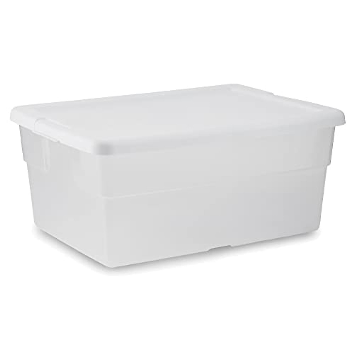 Sterilite 16 Qt Stackable Clear Plastic Storage Bin Tote Container Organizer with Handles & Indented White Lid for Organization and Storage (24 Pack)