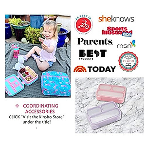 Bento Box with Stainless Steel Food Thermos for Hot Food or Soup, Insulated Lunch Bag, and Ice Pack Set for Kids Girl Toddlers. Ages 3 to 7 Pink Aqua Cat Mermaid