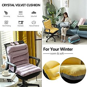 Chair Cushion for Office Chair, Desk Chair Cushion for Long Sitting, Conjoined Extra Large Seat Cushion for Office Chair for Butt and Back Support, Soft Crystal Velvet Chair Pads Non Slip Grey