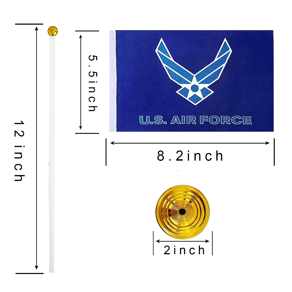 WXTWK 12 Pack American USA Air Force Wings Desk Flag Small Mini US Military Table Flags With Stand Base,United States Army Festival Events Celebration Decorations