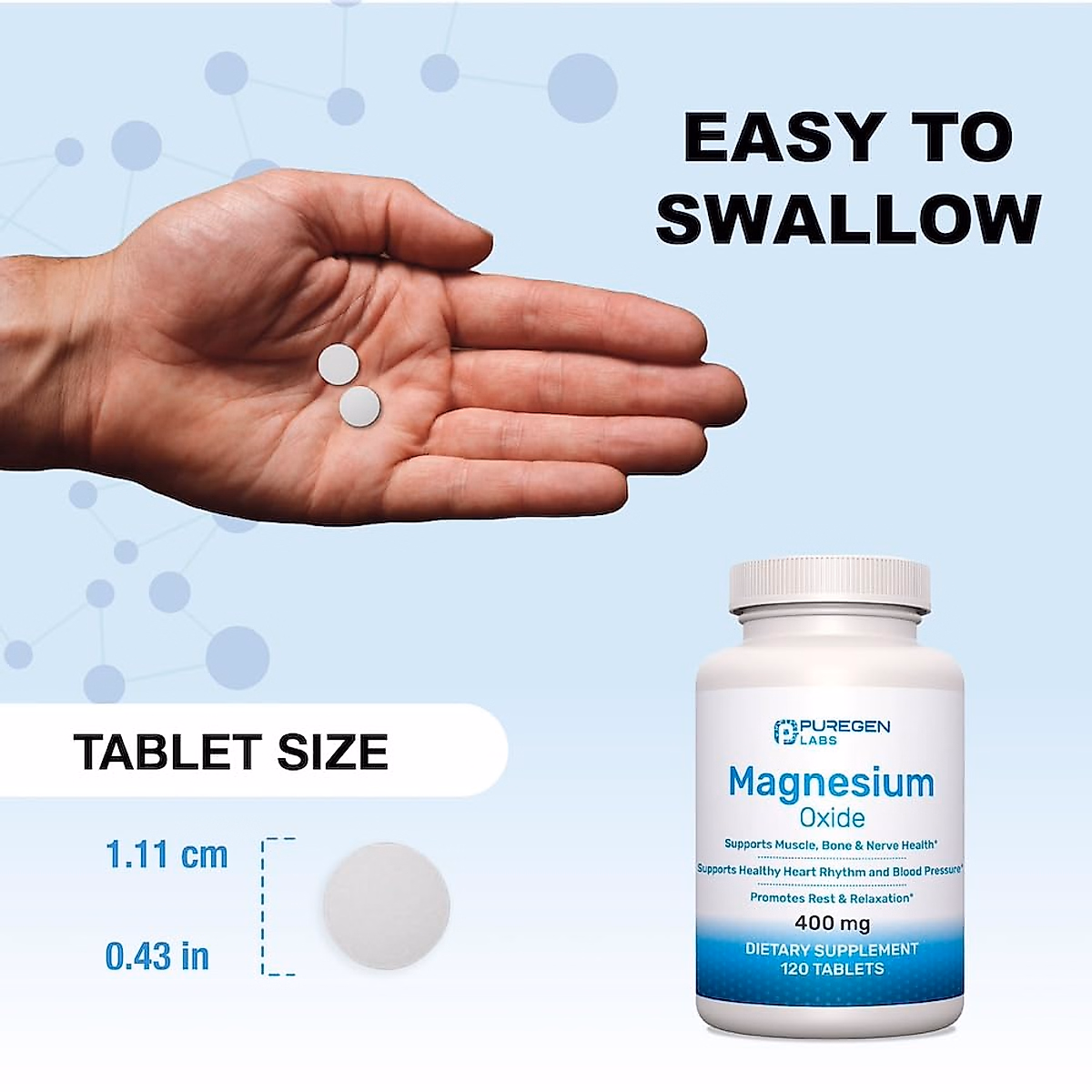 Magnesium 400mg [High Potency] Supplement – Magnesium Oxide for Immune Support, Muscle Recovery, Leg Cramps and Relaxation 120 Tablets