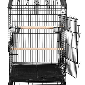 63.5 Inches Medium Bird Cage Open Top Parrot Cage with Detachable Stand, Rolling Wheels Lovebird Cockatiel Quaker Sun Parakeet Green-Cheek Conure Cage