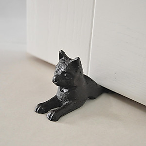 Cast Iron Door Stop - Decorative Rustic Door Stoppers - Stop Your Bedroom, Bath and Exterior Doors 2.5x6.1"(Black with Brown-Cat) …