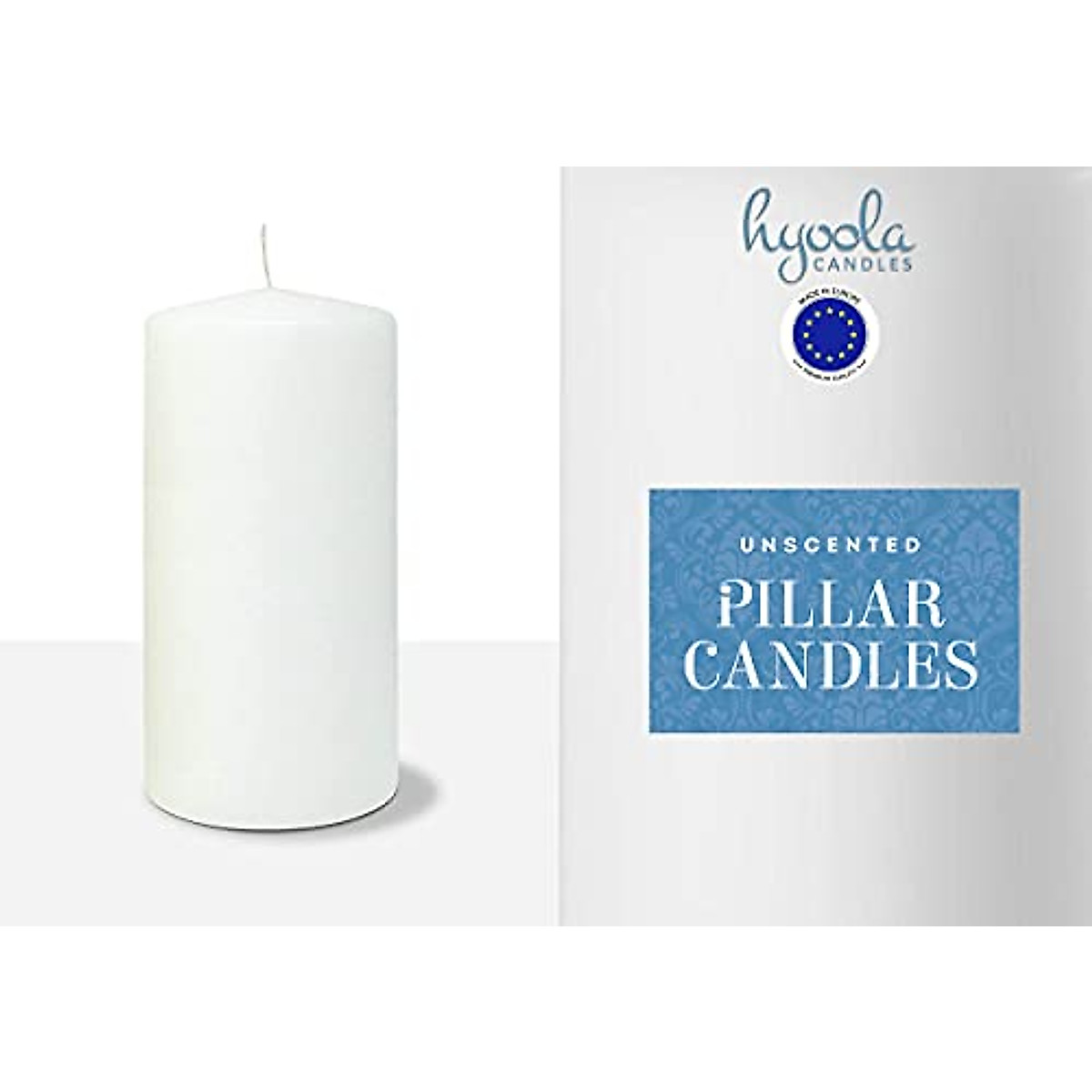 Hyoola White Pillar Candles 4x8 Inch - Unscented Pillar Candles - 2-Pack - European Made