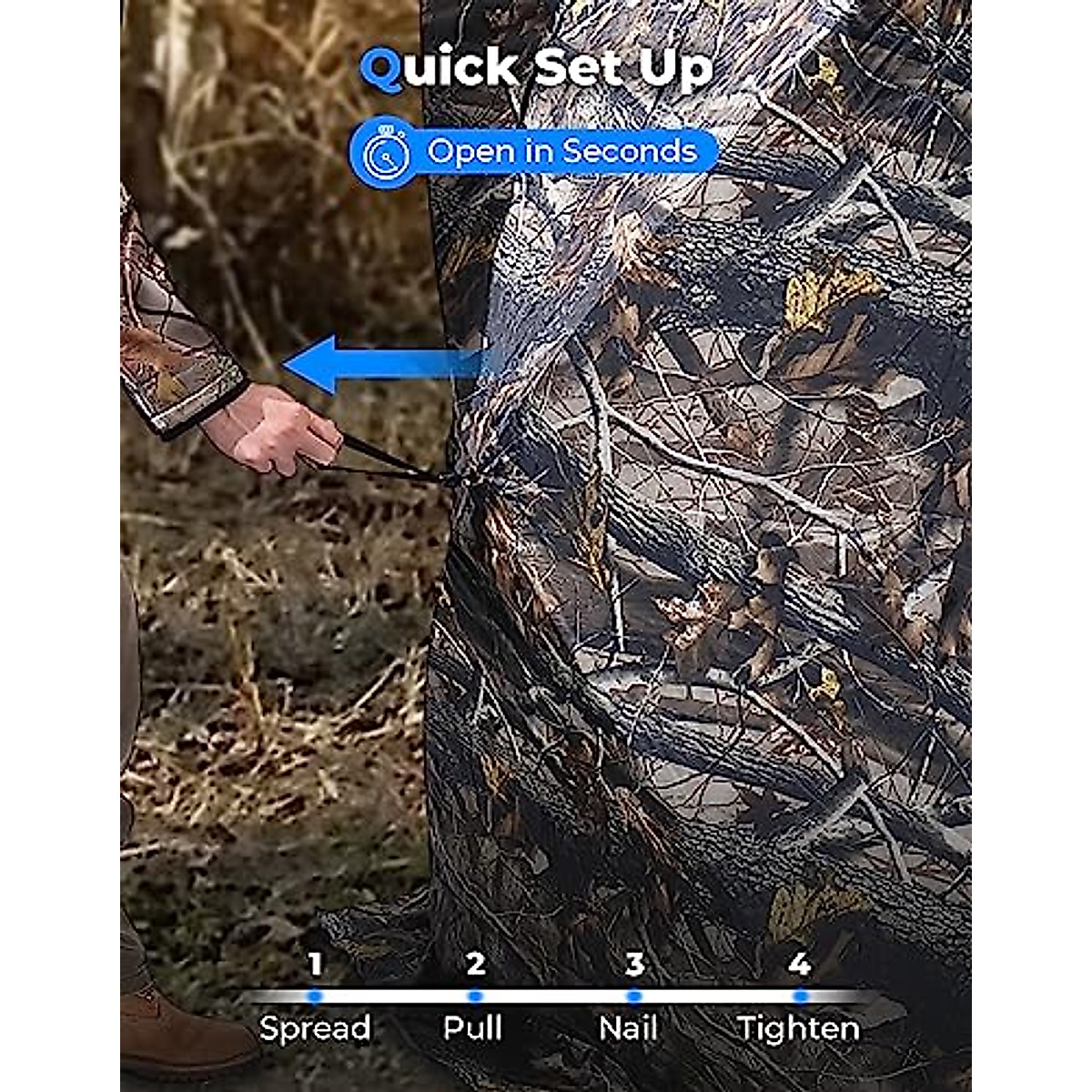 KEMIMOTO Hunting Blind 2-3 Person, See Through Ground Blind 270 Degree Pop Up, Portable Camo Tent for Deer & Turkey Hunting