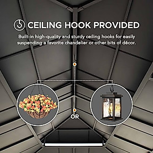 SUNJOY 12 x 20 ft. Wood Gazebo, Outdoor Patio Aluminum Hardtop Gazebo, Cedar Framed Wooden Gazebo with 2-Tier Roof, Suitable for Patios, Lawn and Backyard, Matte Black Roof + Gray Wood Frame