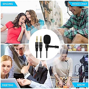 HUACAM Lavalier Lapel Microphone, Portable Collar Clip Mic Compatible with iPhone Android Smartphone Amplifier Podcast PC/Laptop, Hands Free Mic Recording Mic for YouTube,Interview,Video (3 Packs)