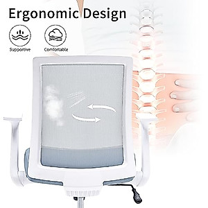 H HAILIBO Office Chair, Mesh Back Desk Chair, Swivel Ergonomic Computer Chair with Flip-Up Arms and Adjustable Height (Light Blue)