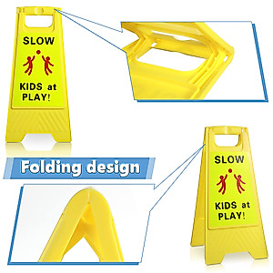 Dreyoo 2 Pack Slow Down Kids at Play Sign, 24 Inch Reflective Double Sided Slow Children at Play Signs, Caution Kids Playing Safety Signs for Street Neighborhood Yard School Park Sidewalk and Driveway