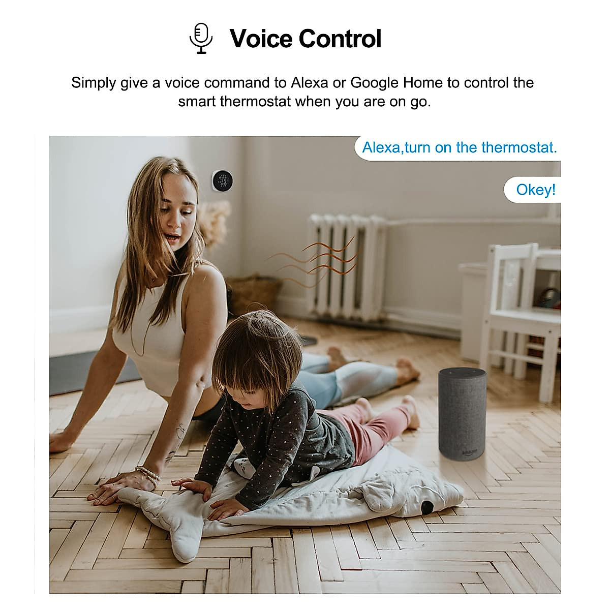 Wengart WiFi Smart Thermostat WG316,Heat Only AC90-240V Max3A 2.4GHz Wi-Fi APP TUYA for Radiant Floor Heating,Compatible with Alexa Echo/Google Home