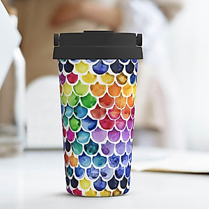WANGXUEE Mermaid Fish Scale Print 500ml Stainless Steel Travel Tumbler Double Wall Vacuum Insulated Coffee Mug
