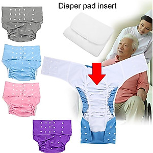Washable Adult Pocket Diaper, Adult Pocket Nappy Cover Close-Fitting Adjustable Reusable Diaper Cloth for Incontinence Care Protective Underwear for Men Women Teen(2Pcs Diaper Insert Pad)