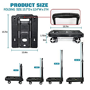 LKFDFIA Folding Hand Truck Portable Foldable Dolly Cart 110 lbs Lightweight Luggage Cart with Backpack & 3 Ropes, Dolly for Moving Travel Shopping Airport Office Use
