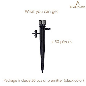 BEADNOVA Irrigation Drippers 50pcs Drip Emitters for 1/4 Inch Irrigation Sprinkler 360 Degree Micro Sprinkler Adjustable Drip Irrigation Heads Drippers for Drip Irrigation Parts Garden Patio Lawn