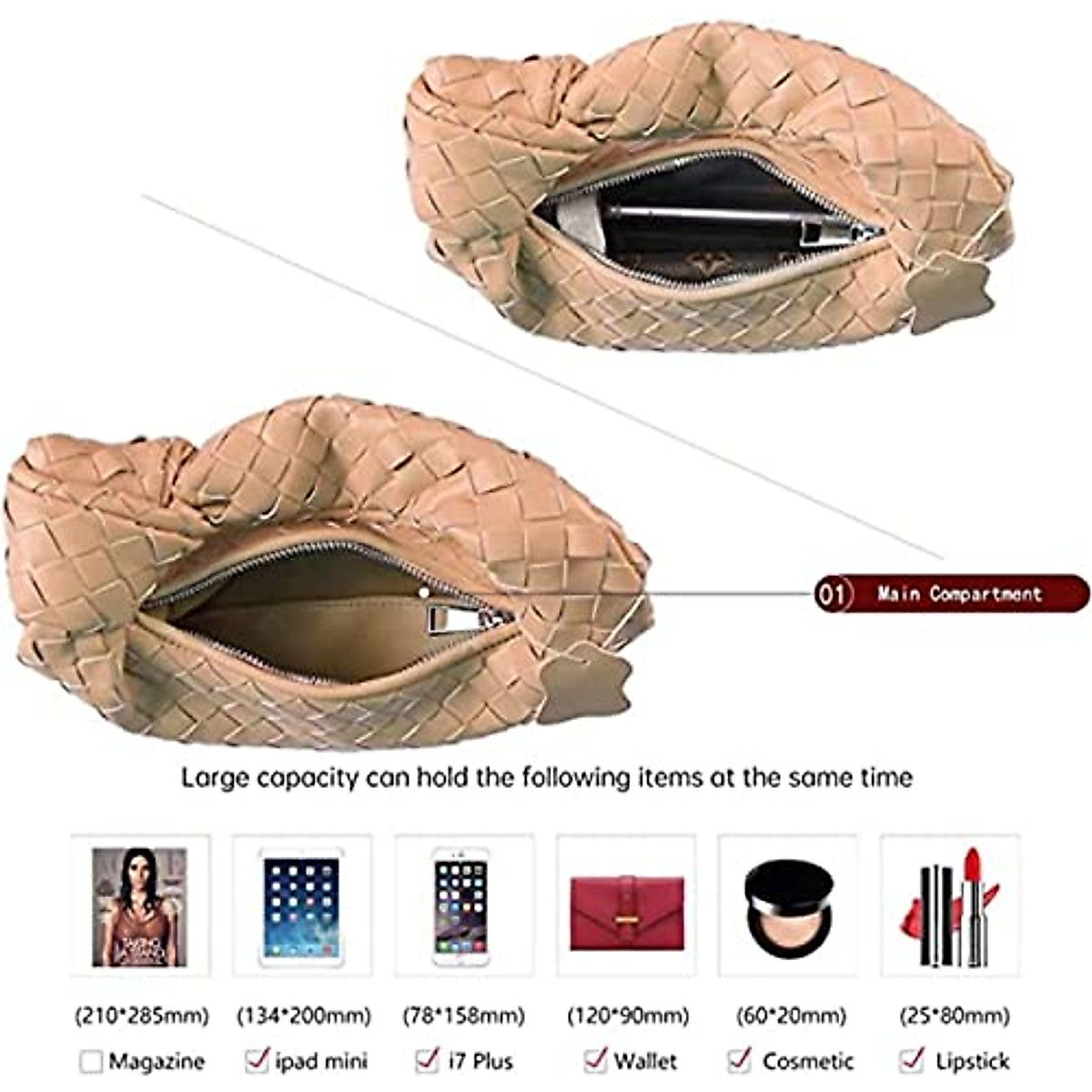 HDHTB Woven Handbag for Women Soft PU Leather Knoted Woven Shoulder Bag Fashion Designer Ladies Hobo Bag (green)