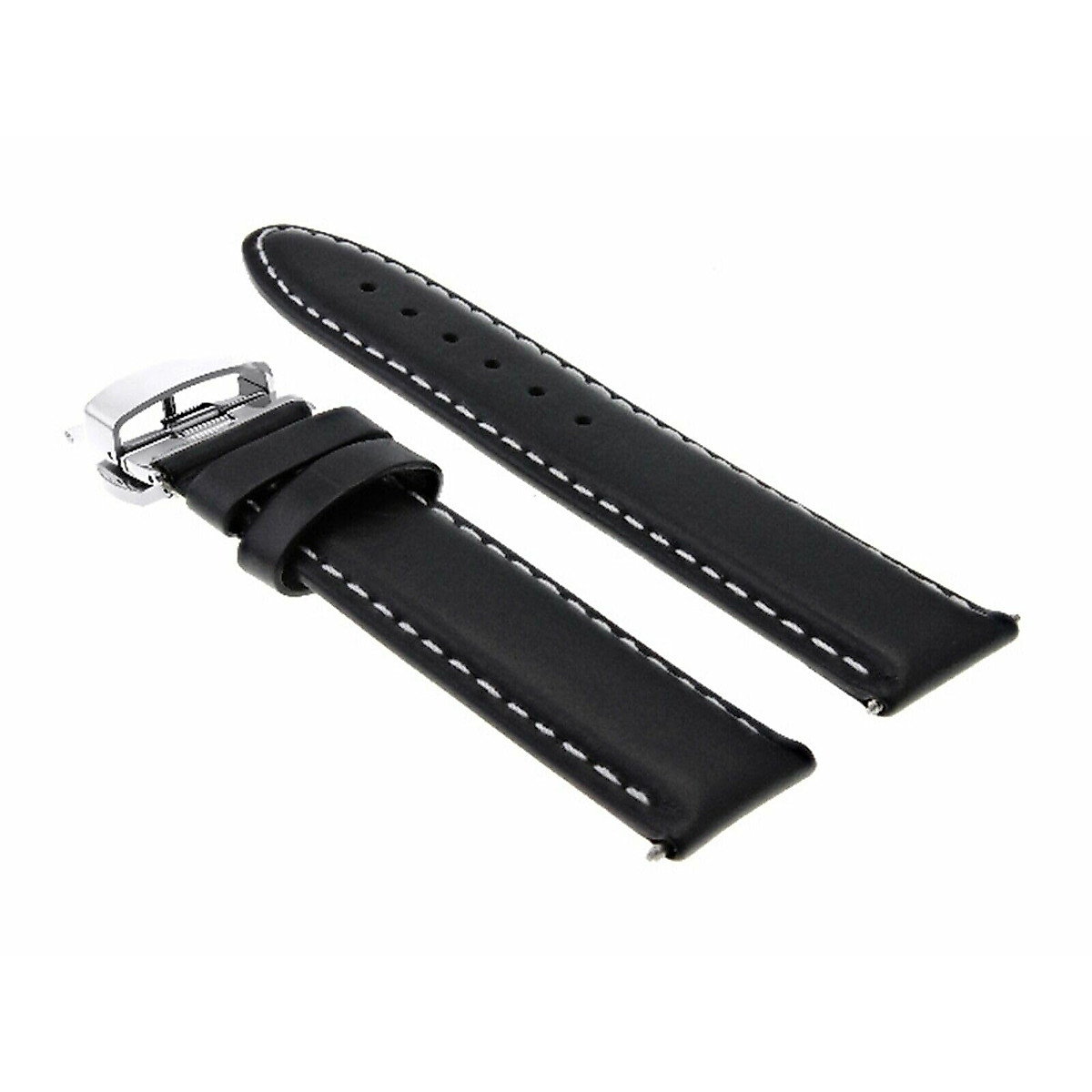 Ewatchparts 20MM SMOOTH LEATHER WATCH BAND STRAP BRACELET DEPLOYMENT CLASP COMPATIBLE WITH IWC BLACK WS