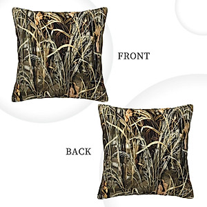 DEHIWI Camo Yellow & Green Throw Pillow Covers Super Soft Morden Decorative Pillows Case Invisible Zipper Cushion Cover for Sofa Couch Bedroom Living Room 18"X18"