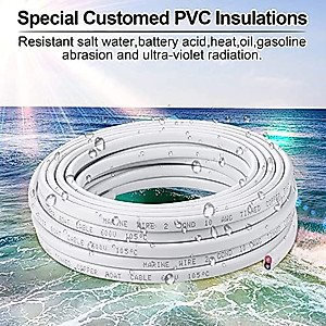 10 Gauge Wire,iGreely 10 Gauge Marine Wire 30FT 10AWG Tinned Copper Boat Cable,2 Core Insulated Duplex Marine Stranded Cable for Automotive Boat Marine Speakers Solar Outdoors Wiring