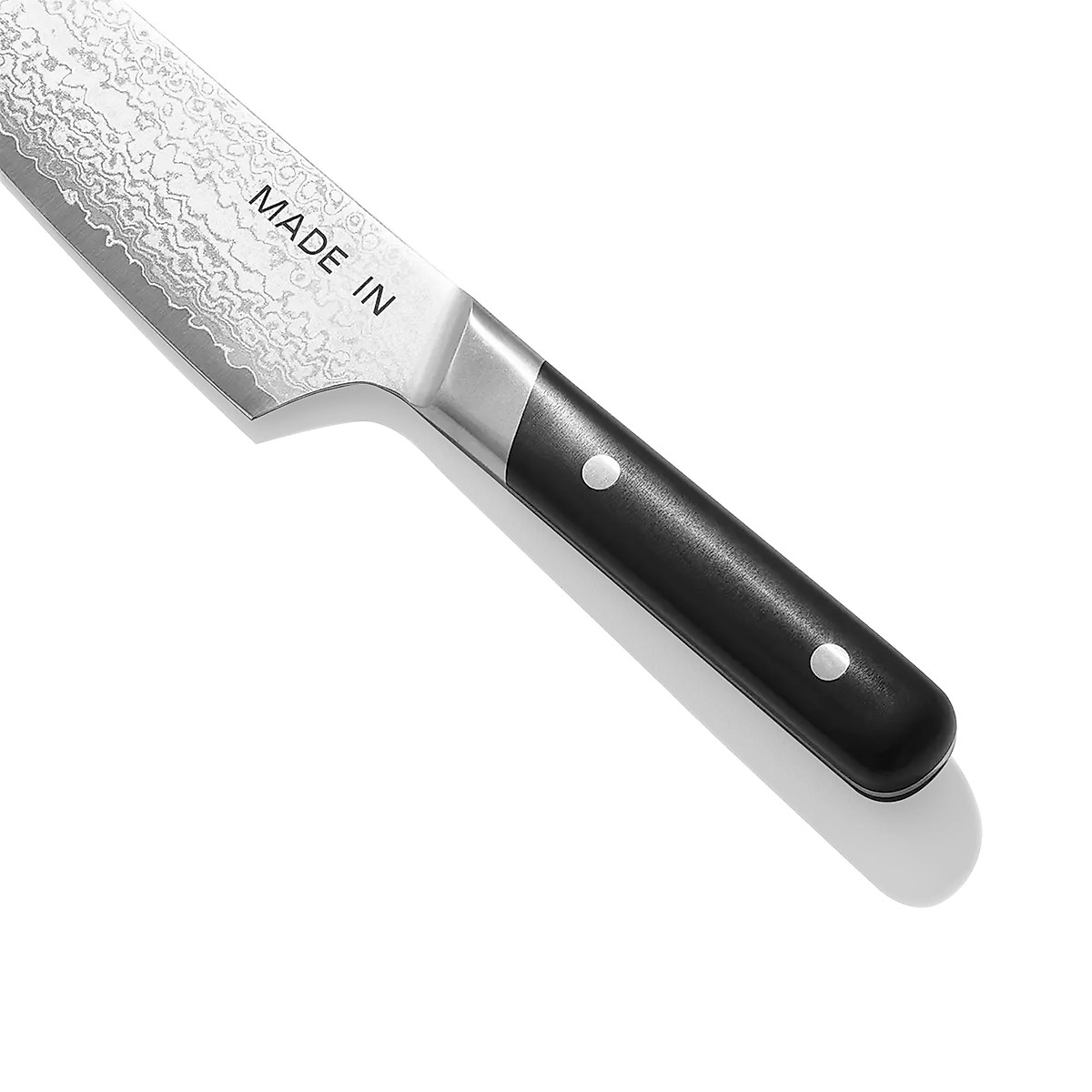 Made In Cookware - 8" Japanese Damascus Steel Gyuto (Chef Knife) - 66 Layers of Damascus Steel with a VG-10 Core - Crafted in Japan - Full Tang With Black POM Handle