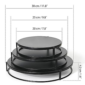 saiguomi 3Pcs Cake Stand, Black Round Metal Cake Stands 8/10/12Inch Dessert Display Stand Cupcake Stand Candy Display Plate for Dessert Table Wedding Event Birthday Anniversary Party