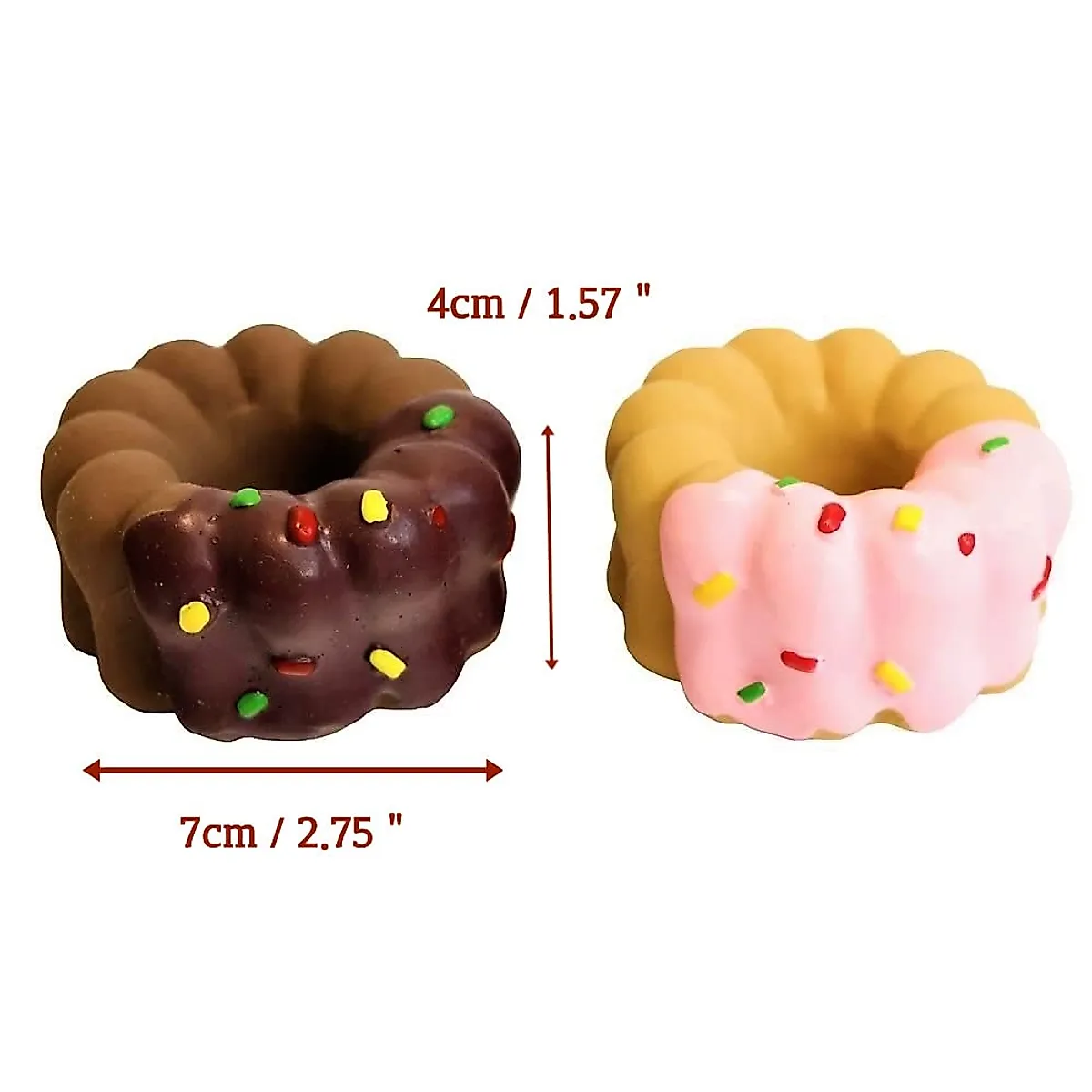 GOSUNY TOYS Latex Dog Toys (2-Pack), Cute Donut Dog Toy, Soft Latex Rubber Dog Toys, Squeaky Dog Toys for Small Dogs