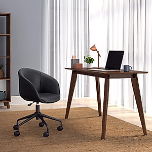 HON Basyx Monroe Upholstered Task, Office Chair, Black Bonded Leather