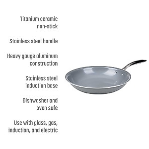 Goodful Ceramic Nonstick 11 Inch Frying Pan, Dishwasher Safe Pots and Pans, Comfort Grip Stainless Steel Handle, Skillet Made without PFOA, Gray
