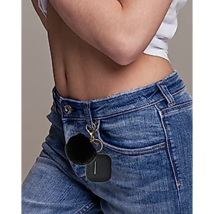 4-in-1 for AirPods 3 Case Cover Accessories Set Kit, Cute for AirPod 3rd Generation Case Skin with Fur Ball Pompom/Wristlet Bracelet Keychain/Credit Card Holder Purse for Women and Girls Black