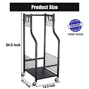 Mythinglogic Golf Bag Storage Organizer Rack-Golf Clubs Organization for Garage, Golf Bag Stand with Movable Hanging Hooks, Golf Equipment and Accessories Storage Racks for Garage,Shed,Basement