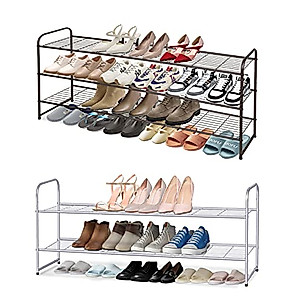 KEETDY Long 3-Tier Shoe Rack and 2-Tier Long Shoe Rack for Closet Entryway
