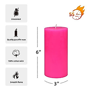 Zest Candle Pillar Candle, 3 by 6-Inch, Hot Pink
