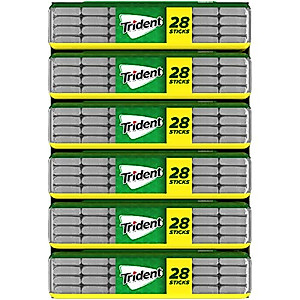 Trident Spearmint Sugar Free Gum, 6 Pocket Packs of 28 Pieces (168 Total Pieces)