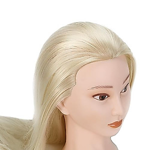 Armmu 28"-30" Long Synthetic Hair Mannequin Head Hairdresser Practice Training Head Cosmetology Manikin Doll Head with 9 Tools and Clamp - 613