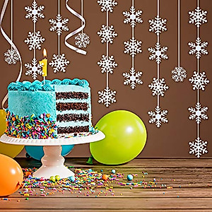 120 Pieces 10 Sets Snowflake Hanging Garland White Snowflakes Decorations Winter Frozen Birthday Party Supplies Decorations
