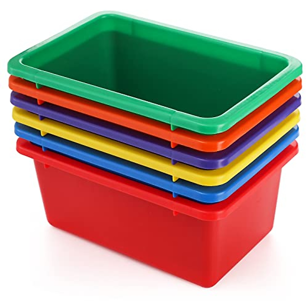 Nicunom 6 Pack Cubby Bin Storage Bins, Multi-Purpose Plastic Storage Bins Stackable Organizer Storage Cubbies for Home, Nursery, Playroom, Classroom
