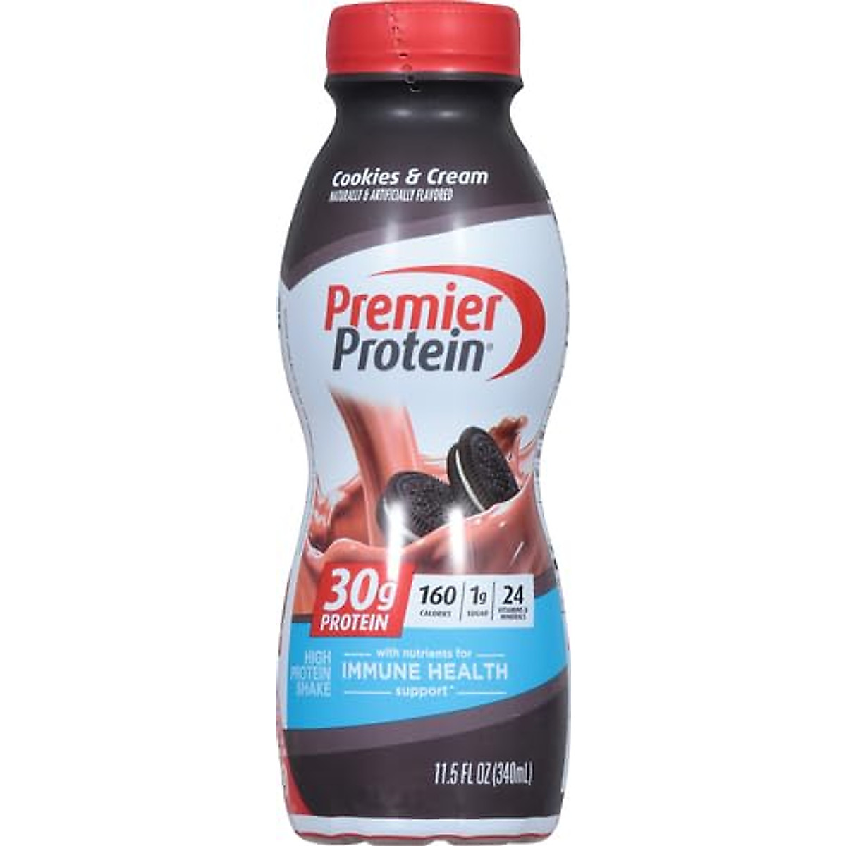 Premier Protein Shake, Cookies & Cream, 30g Protein, 1g Sugar, 24 Vitamins & Minerals, Nutrients to Support Immune Health 11.5 fl oz