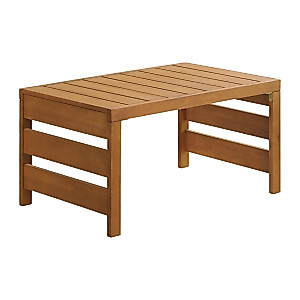 Alaterre Furniture Barton Outdoor Coffee Table - Weather-Resistant Eucalyptus Wood Slotted Table for Patio, Porch, Deck, or Poolside (Brown)
