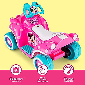 Kid Trax Toddler Disney Minnie Mouse Quad Ride-On, Kids 18-30 Months, 6V Battery and Charger Included, Max Weight 45 lbs, Hot Pink