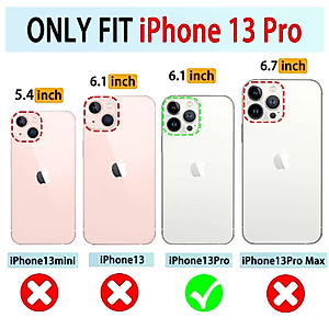 VANAVAGY Compatible for iPhone 13 Pro Wallet Case for Women Men, PU Leather Flip Folio Phone Cover Fits Magnetic Car Mount with Credit Card Holder, Midnight Green